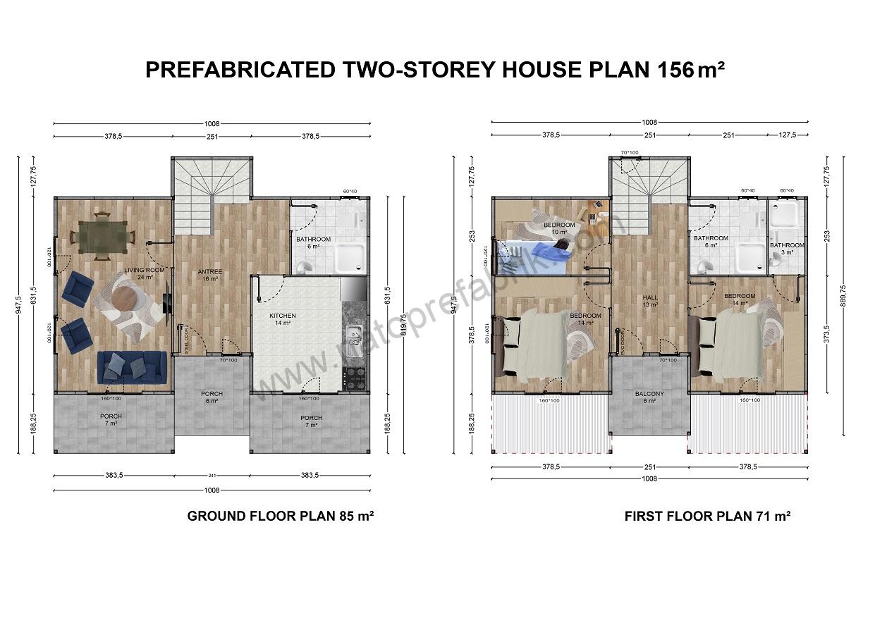156 m2 Two Storey Trier Model – Nato Prefabrik